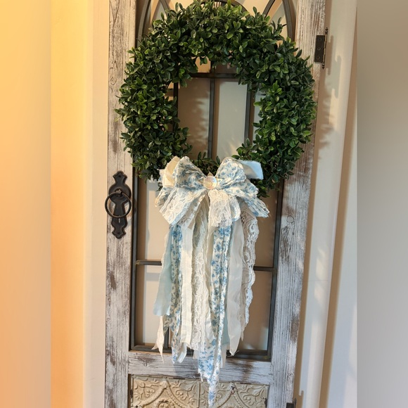Handmade | Other | Messy Tattered Bow Shabby Chic Gorgeous Blue Floral ...